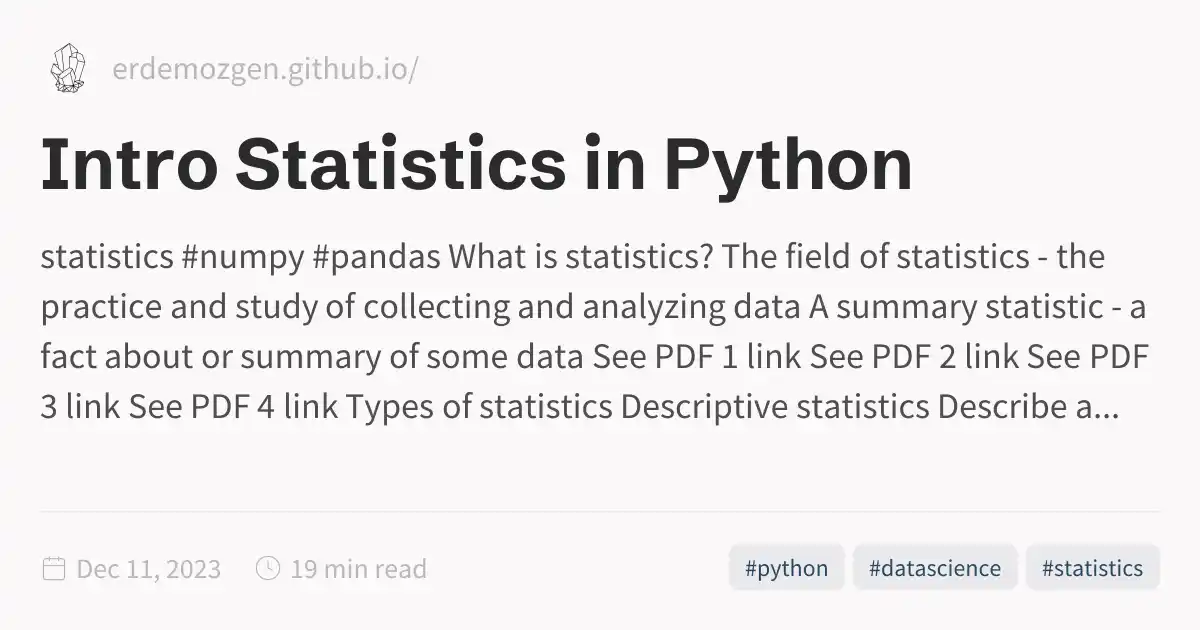 Intro Statistics in Python
