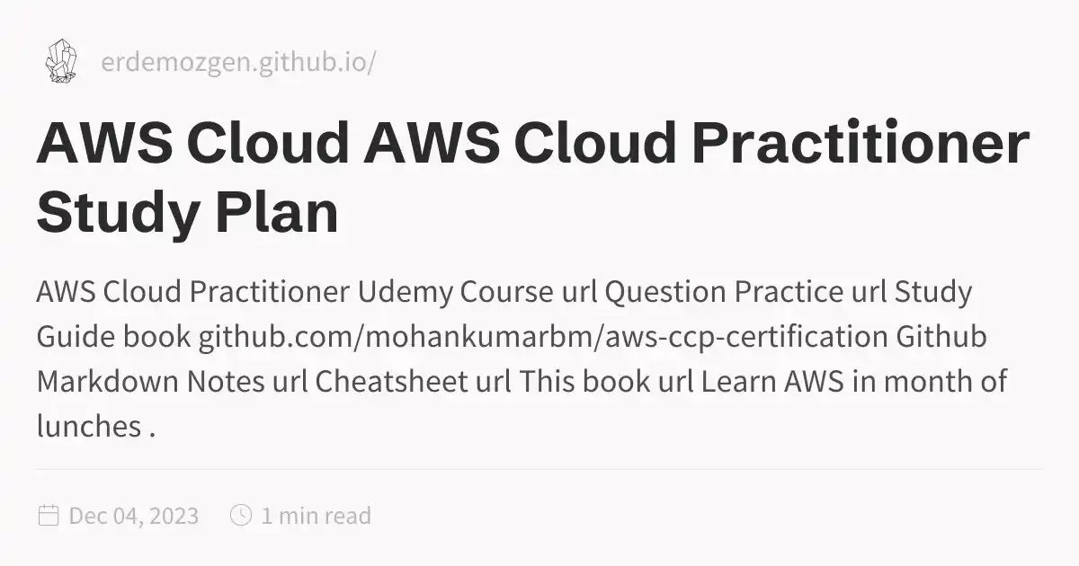 AWS Cloud AWS Cloud Practitioner Study Plan