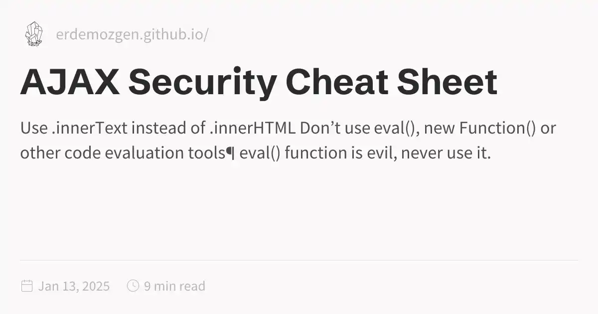 AJAX Security Cheat Sheet