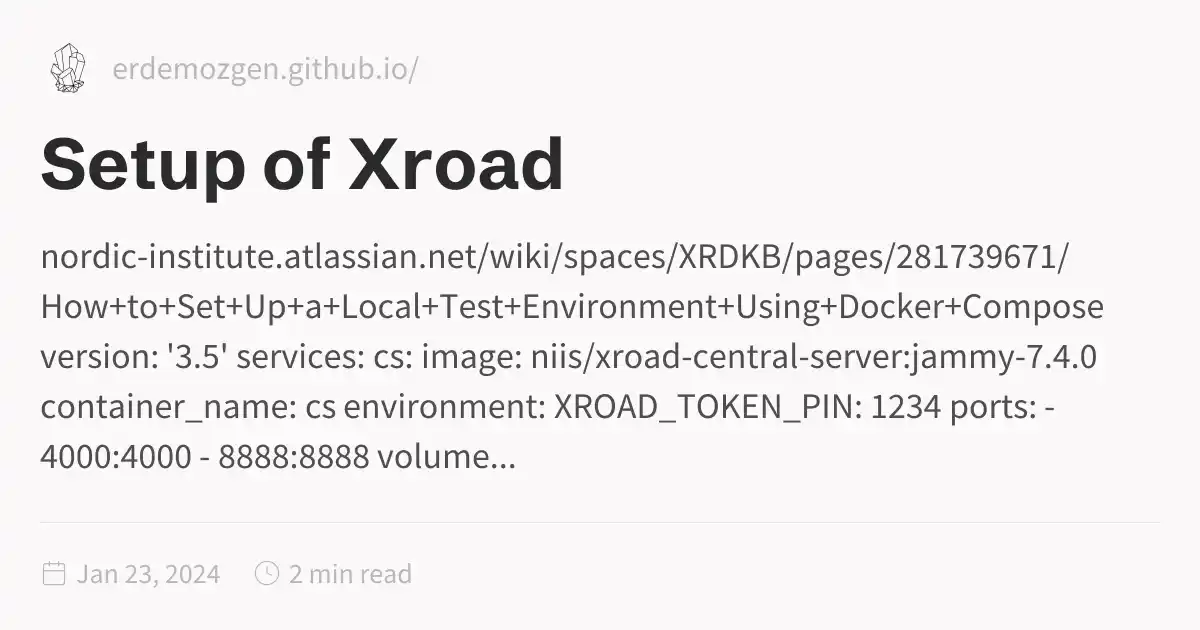 Setup of Xroad